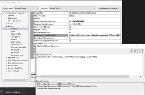 path fatal error “lnk1104 cannot open file libcbc lib ” when i