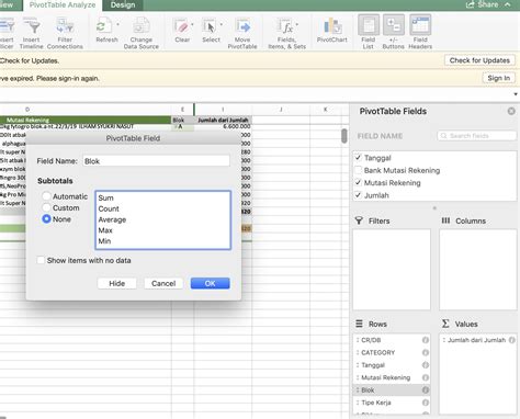 how to show pivot table in excel on mac