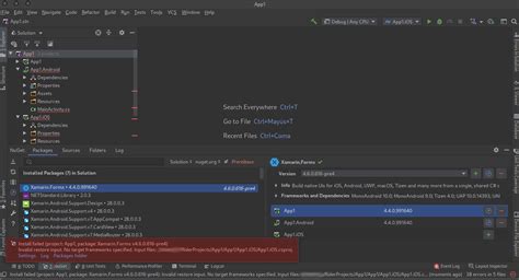 problems with rider and xamarin forms creating a solution cross