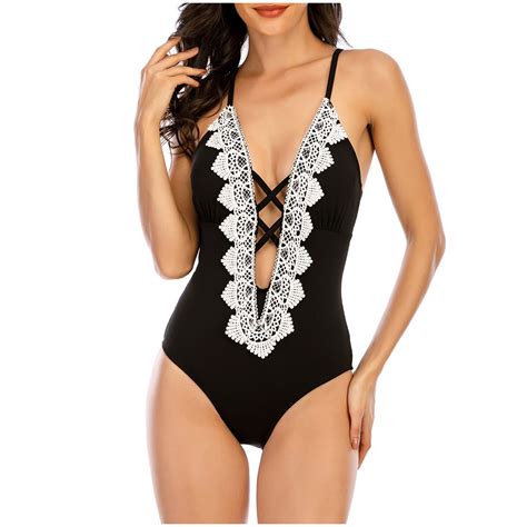 Cethrio Bathing Suit Women Swimsuits Bandage Sexy Solid Lace One Piece