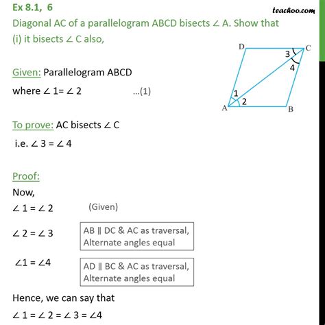 Diagonal Ac Of A Parallelogram Abcd Bisects Angle A See Figure My Xxx