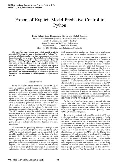 pdf export of explicit model predictive control to python