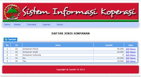 aplikasi sistem informasi simpan pinjam koperasi berbasis php mysql