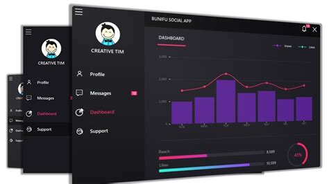 bunifu ui social app preview free source code for ultimate bundle