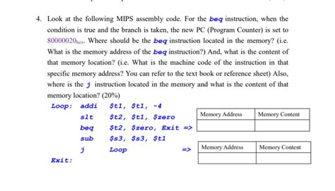 4 look at the following mips assembly code for t