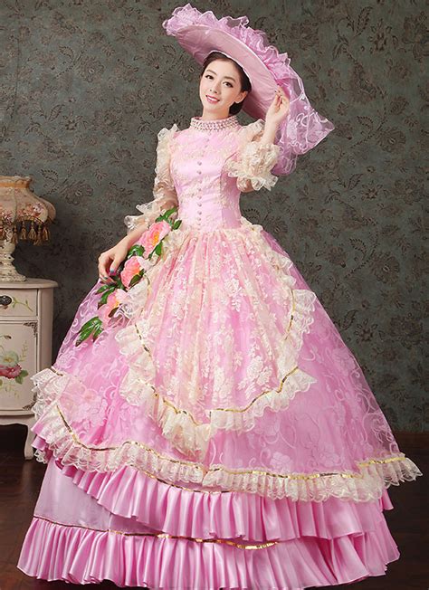 Women Royal Pink Medieval Renaissance Rococo Marie Antoinette Ball