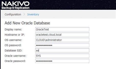 oracle database backup with nakivo backup and replication