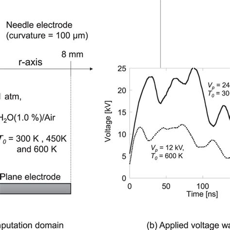 A Computation Domain And B Applied Voltage Waveforms The Voltage