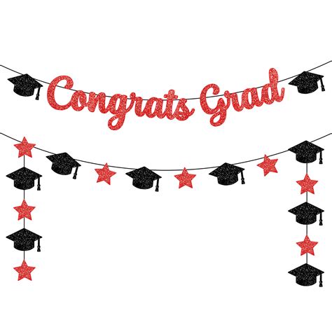 Buy Katchon Glitter Red Congrats Grad Banner 10 Feet Black And Red