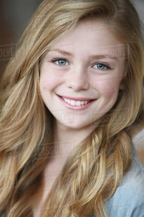 Teenage Girl With Long Blond Hair And Blue Eyes Troutdale Oregon