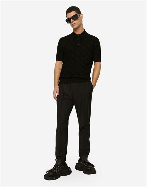 Polo En Jacquard De Seda 3d En Negro De Hombre Dolceandgabbana®