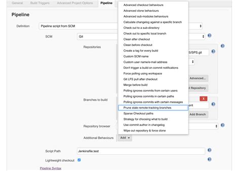 how can i execute code on prune stale remote tracking branches in