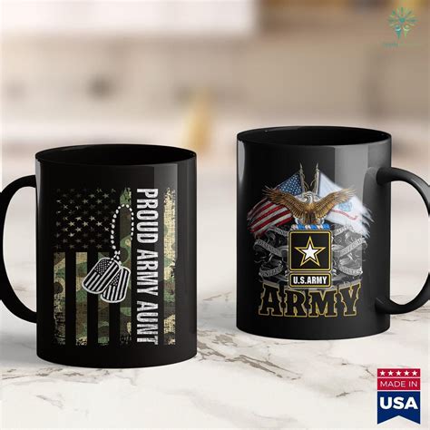 Us Army Coffee Mug Vintage Camo Proud Army Aunt American Flag T