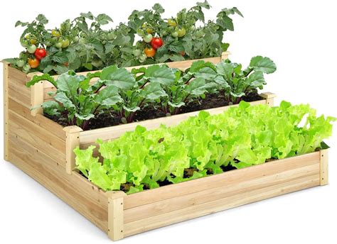 Best Choice Products 3 Tier Fir Wood Raised Garden Bed