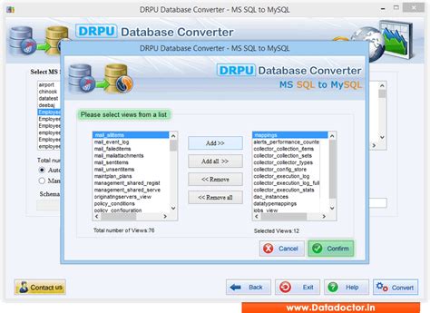 view screenshots of mssql to mysql database converter application