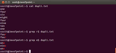 linux grep regular expressions javatpoint