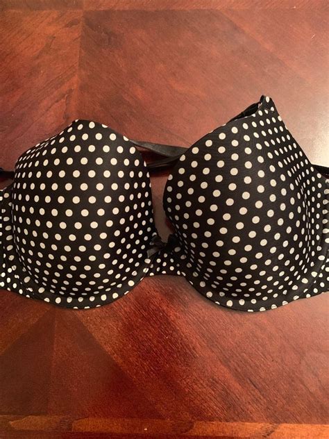 Victoria Secret Size 36 C Black Polka Dots Demi Buste Underwire Womens