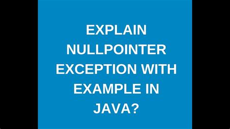 what is nullpointerexception in java youtube