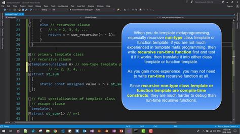 template metaprogramming 05 non type class templates 1 youtube