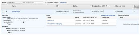 查看集群状态和详细信息 amazon emr