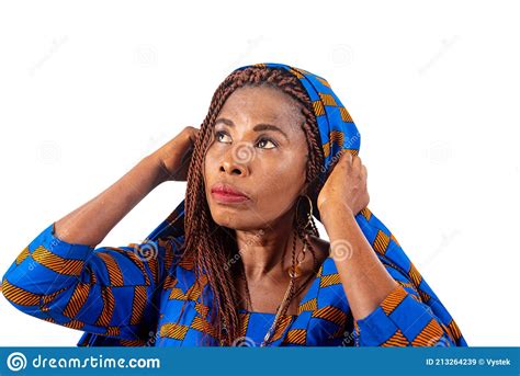 Beautiful Adult Businesswoman Tying Her Scarf On Her Head Stock Image