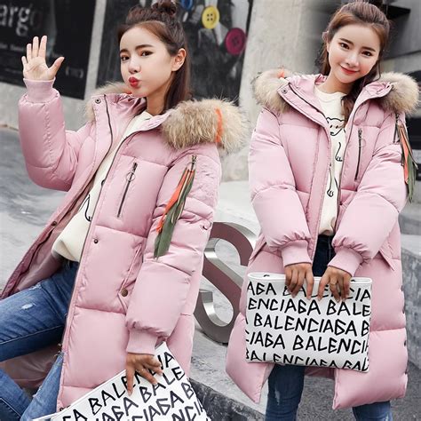 2018 New Long Bf Loose Zipper Pockets Parkas Female Women Winter Coat