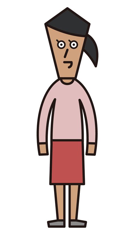 直立する人（女性）のイラスト フリーイラスト素材集 Kukukeke