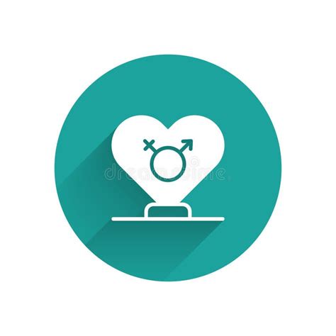 White Gender Icon Isolated With Long Shadow Symbols Of Men And Women