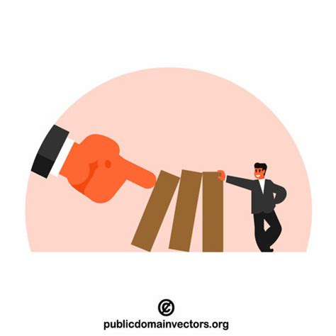 Man Stoping Domino Effect Public Domain Vectors