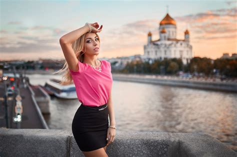 Wallpaper Portrait Blonde River Skirt Women Outdoors Tanned
