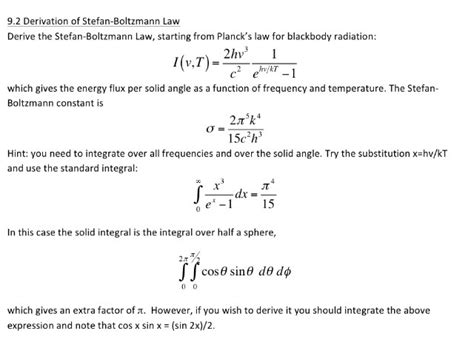 Solved Derive The Stefan Boltzmann Law Starting From