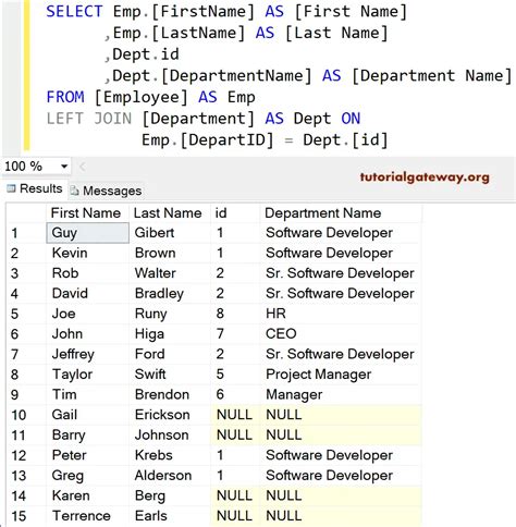 sql left join