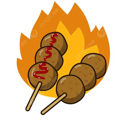 Ilustrasi Bakso Bakar Dengan Api Bakso Bakar Clipart Bakso Logo The