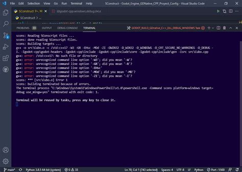 godot engine c gdnative scons with scontruct does not compile when we