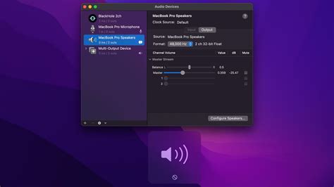 how to adjust volume when using multi output device on macos avtouchbar