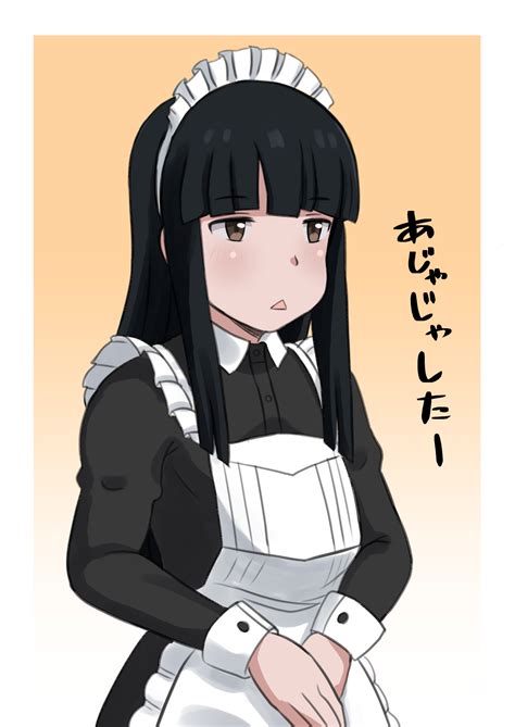 Safebooru 1girl Alternate Costume Apron Bangs Black Dress Black Hair