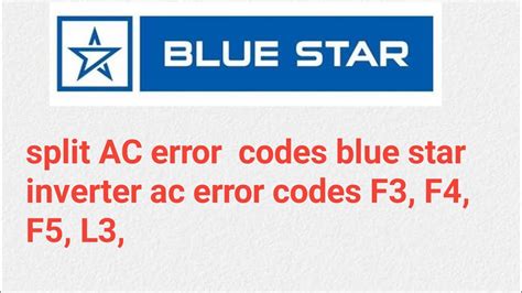 Split Ac Error Codes Blue Star Inverter Ac Error Codes F3 F4 F5 L3
