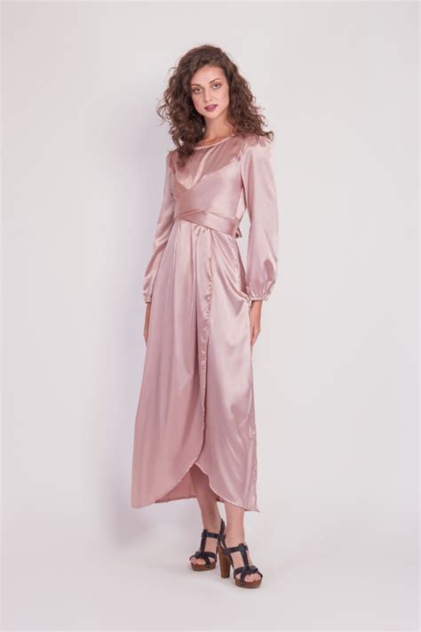 Satin Maxi Dress With Sleeves Dresses Images 2022