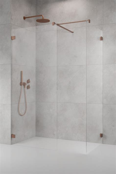 Essenza Pro Brushed Copper Walk In Iii Shower Enclosure Shower Glass