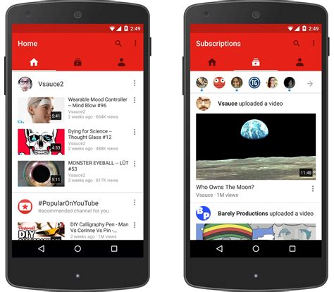 updated youtube android app adds fullscreen vertical videos and new