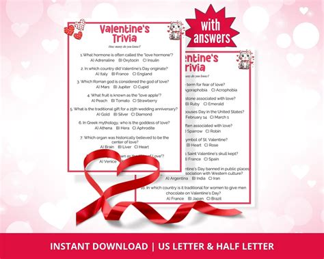 Valentines Day Trivia Game Adults Valentines Day Trivia Valentine
