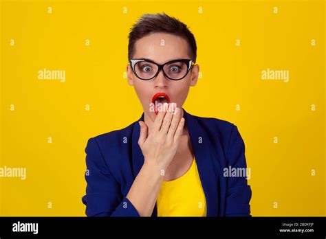 Surprised Woman Wow Close Up Portrait Young Woman Beautiful Girl