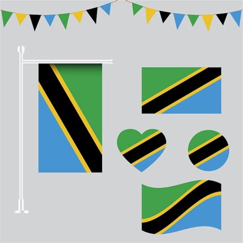 Premium Vector Collection Of Tanzania Flag Emblems And Icons In