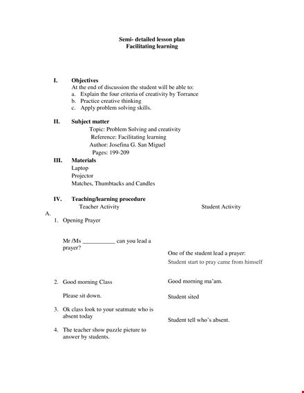 Semi Detailed Lesson Plan