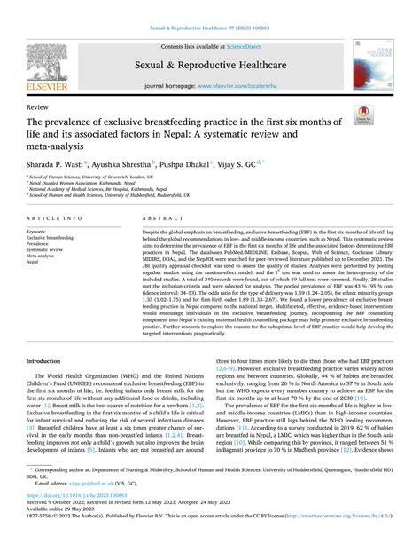 Pdf The Prevalence Of Exclusive Breastfeeding Practice In The First