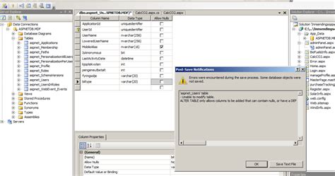 sql server why i cant add new columns to my users table