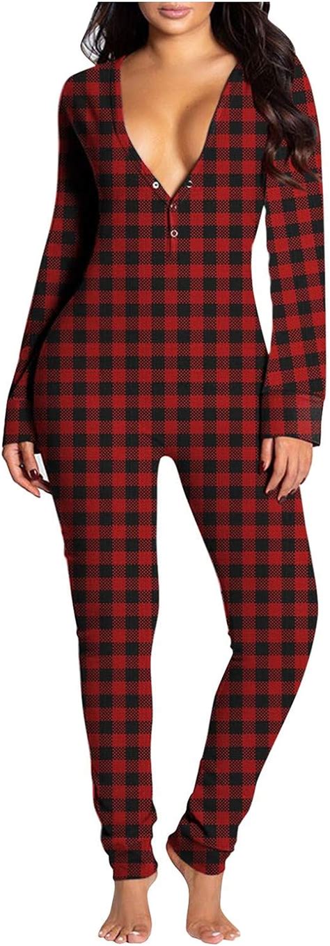 Gjkk Sexy Jumpsuit Damen Schlank Strampler Schlafanzug Einteiler Onesie