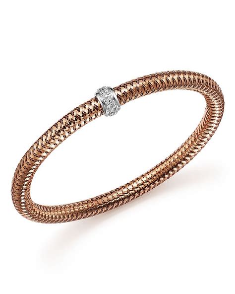 Roberto Coin 18k Gold Primavera Stretch Bracelet With Diamonds