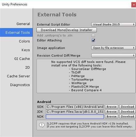 setup android sdk and jdk in unity