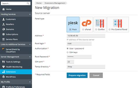 migrating via the plesk interface plesk 12 5 documentation